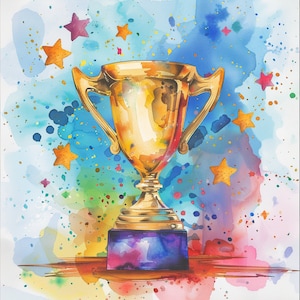 12 Watercolor Gold Trophy Clipart, High Quality Pngs | Digital Download ...