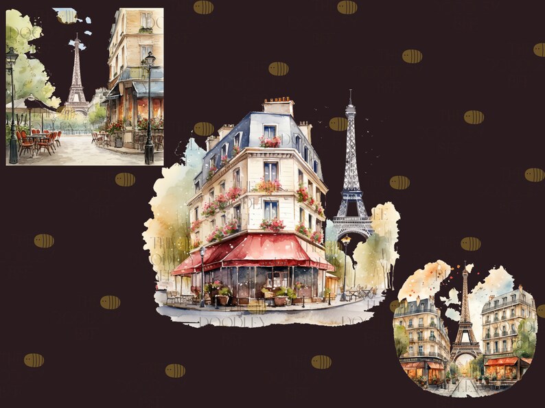 Paris Watercolor Clipart Bundle Paris Girl Clipart Eiffel - Etsy