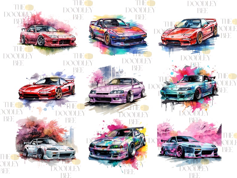 Jdm Car Clipart Bundle Png, 20 Japanese Cars Sublimation Design Sports ...