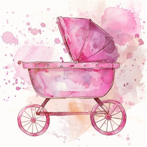 12 Pink Pram Clipart, High Quality Pngs, Nursery Clipart, Digital ...