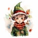 Watercolor Elf Clipart 12 PNG, Merry Christmas, Digital Download, Card ...