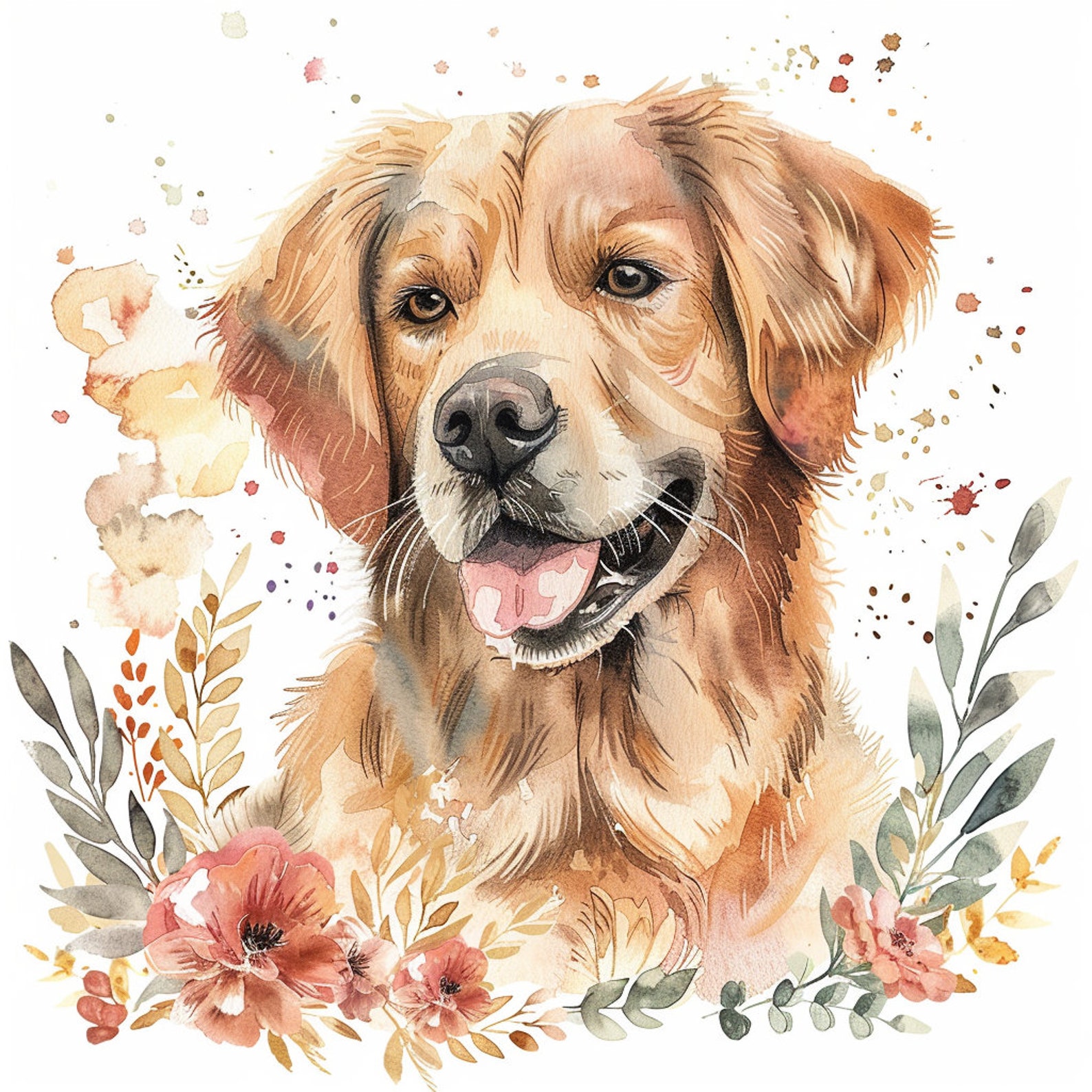 Watercolor Golden Retriever Clipart, 12 High Quality Pngs, Digital ...
