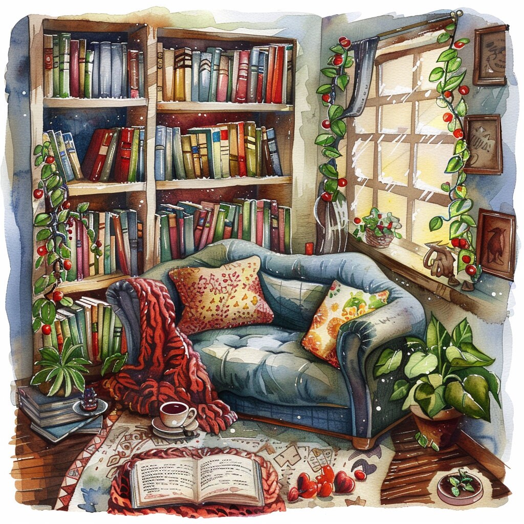 Reading Corner Clipart, 12 High Quality Pngs, Nursery Art, Instant ...