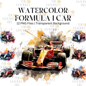 Watercolor Formula 1 Race Car Illustrations, High-quality F1 Racing ...