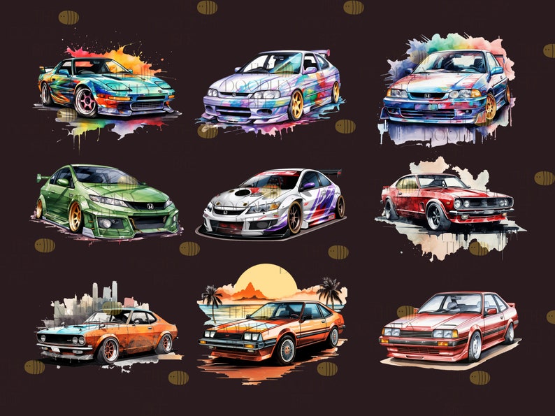 Jdm Car Clipart Bundle Png, 20 Japanese Cars Sublimation Design Sports ...