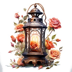 Watercolor Cottage Core Lanterns Clipart, Clipart Bundle, Commercial ...