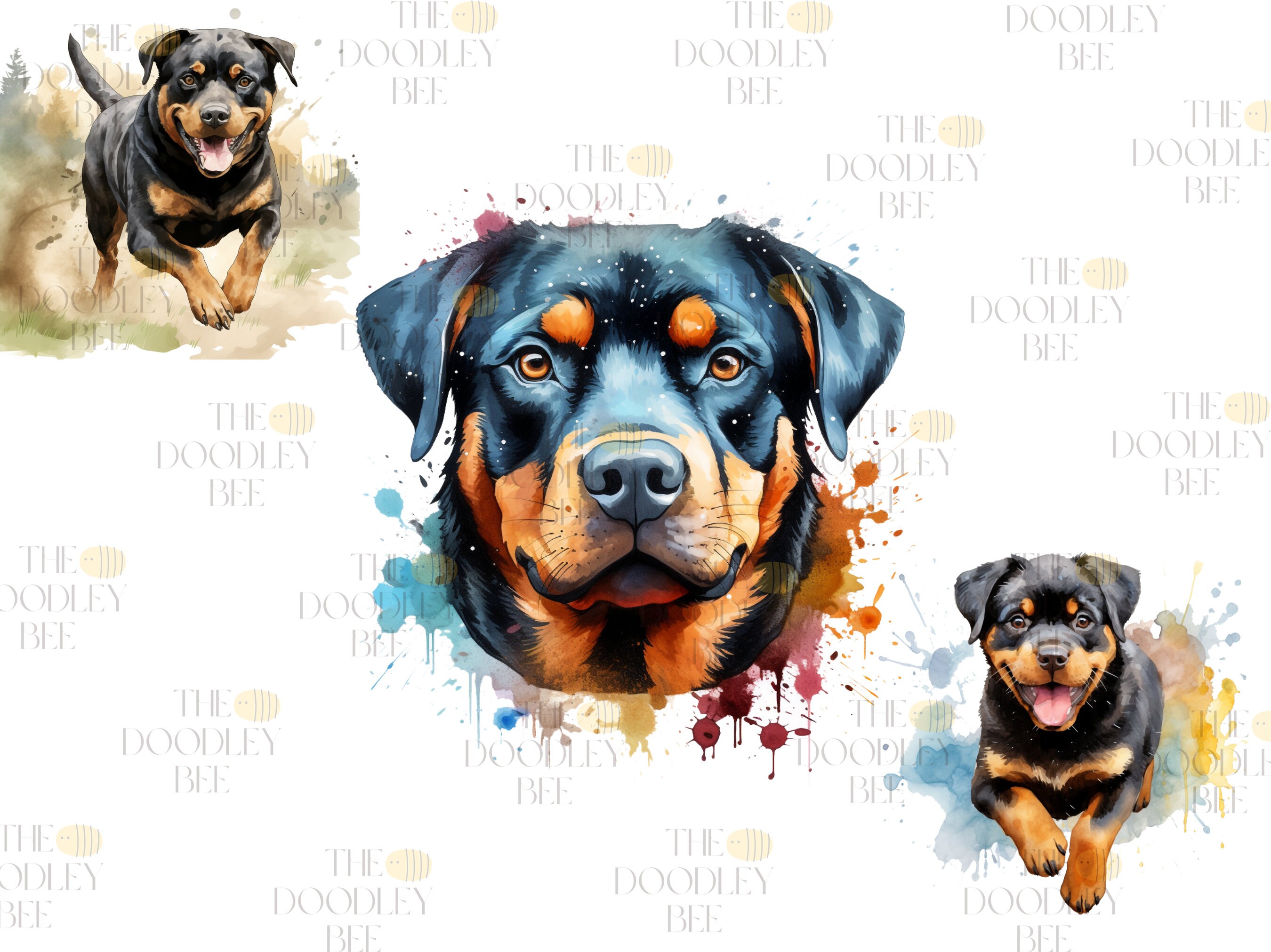 Watercolor Rottweiler Clipart, 12 High Quality Pngs, Digital Planner ...