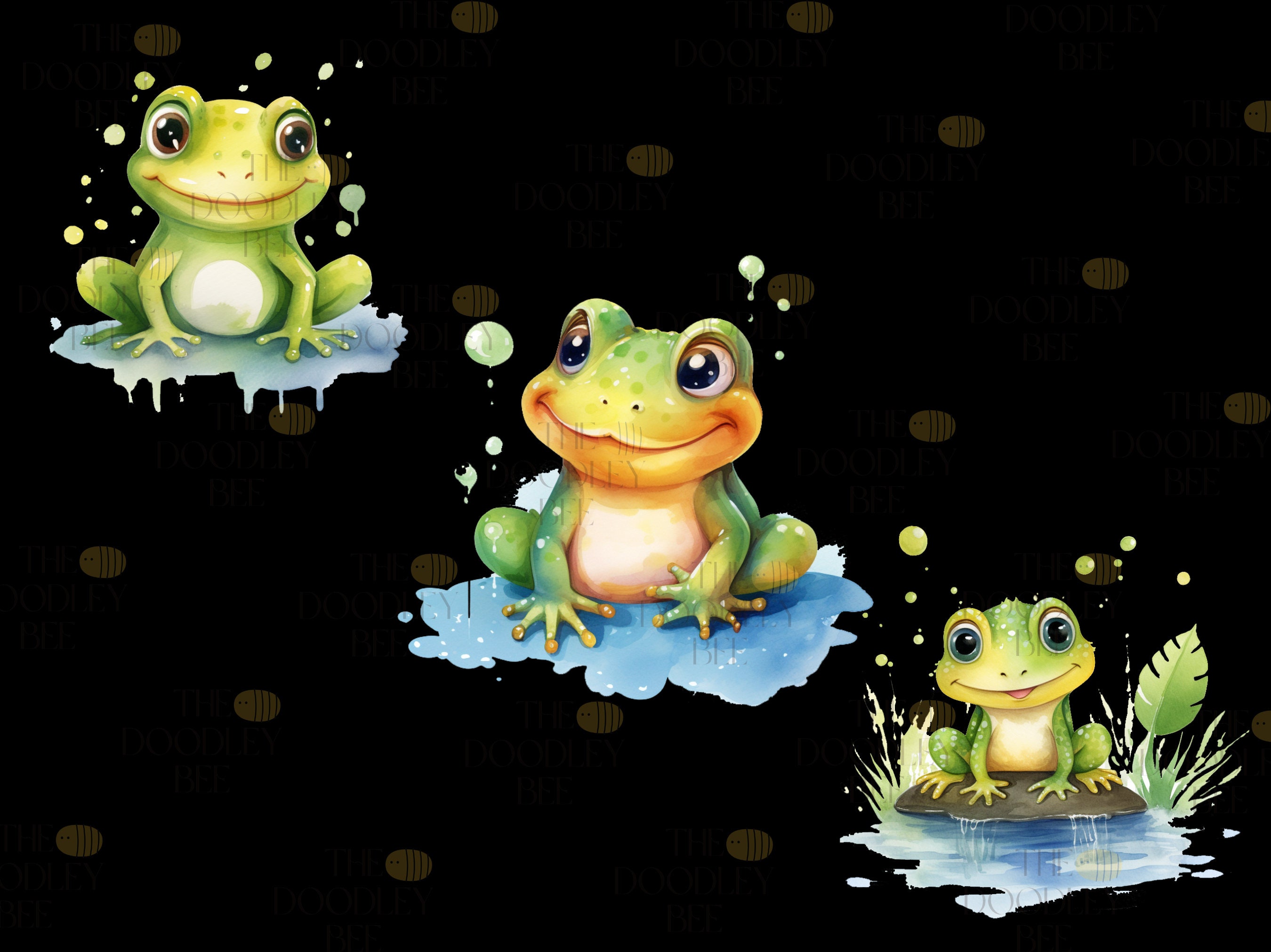 Watercolor Cute Baby Frog Clipart 12 Clipart Bundle - Etsy