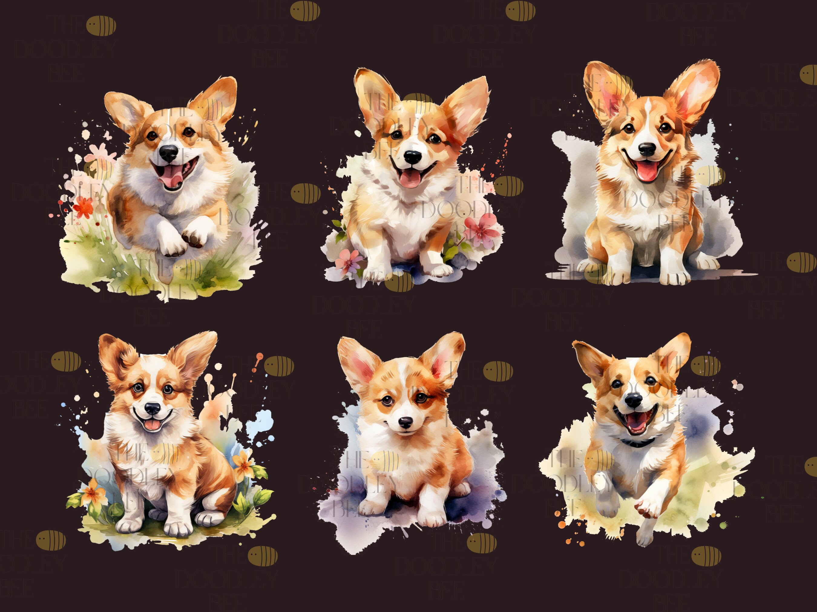 Watercolor Corgi Clipart Cute Puppy Corgi Bundle House Pet - Etsy