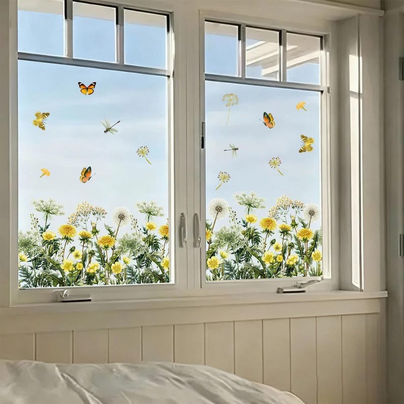 Wildflower & Butterfly Window Clings – Static-cling Dandelion and ...