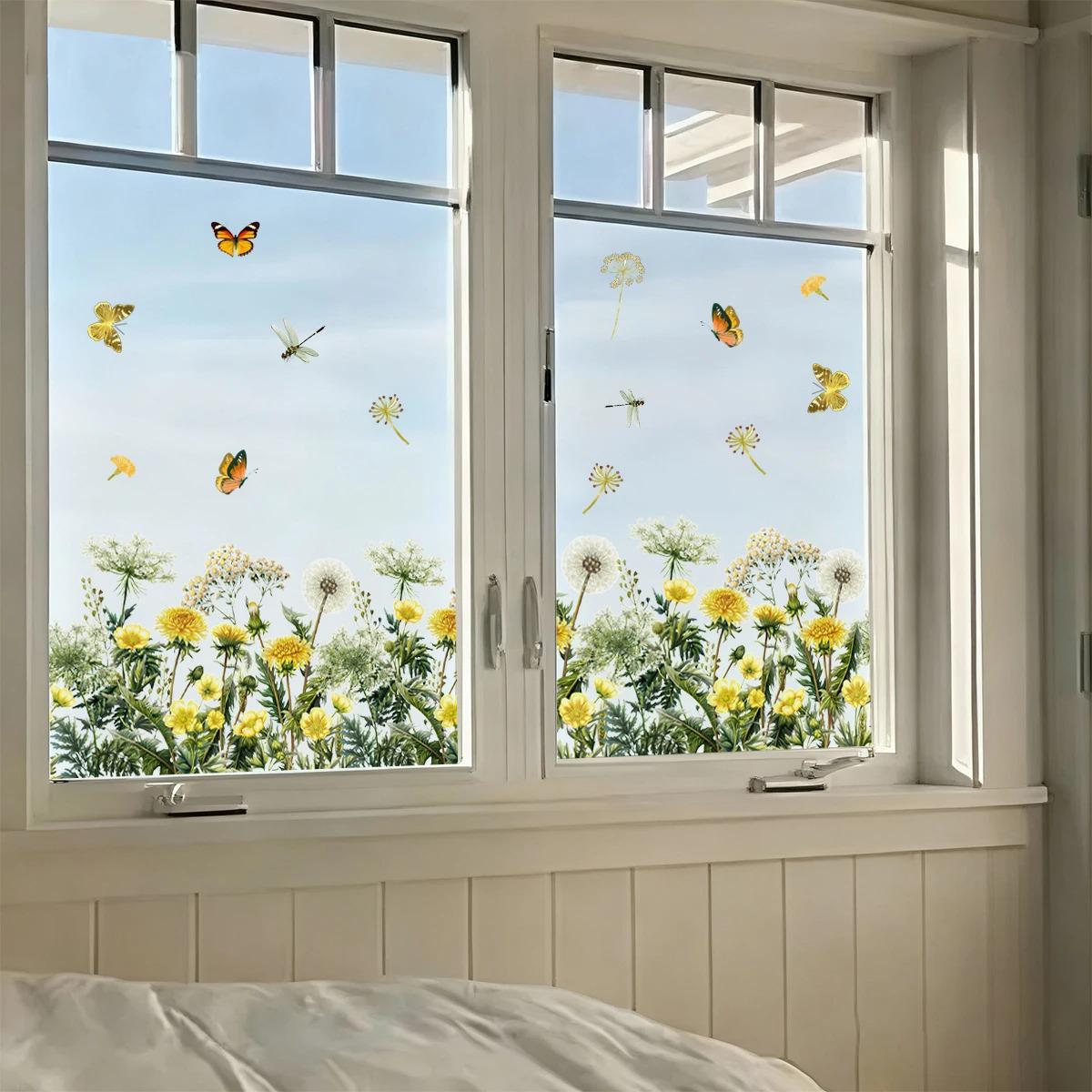 Wildflower & Butterfly Window Clings – Static-cling Dandelion and ...
