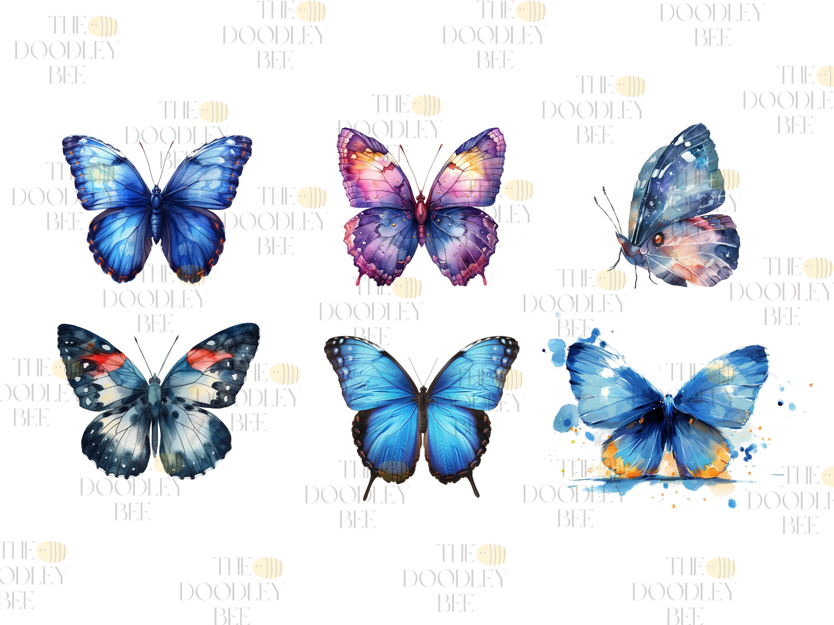 Watercolor Blue Butterfly Clipart PNG, 16 Png Files With Transparent ...