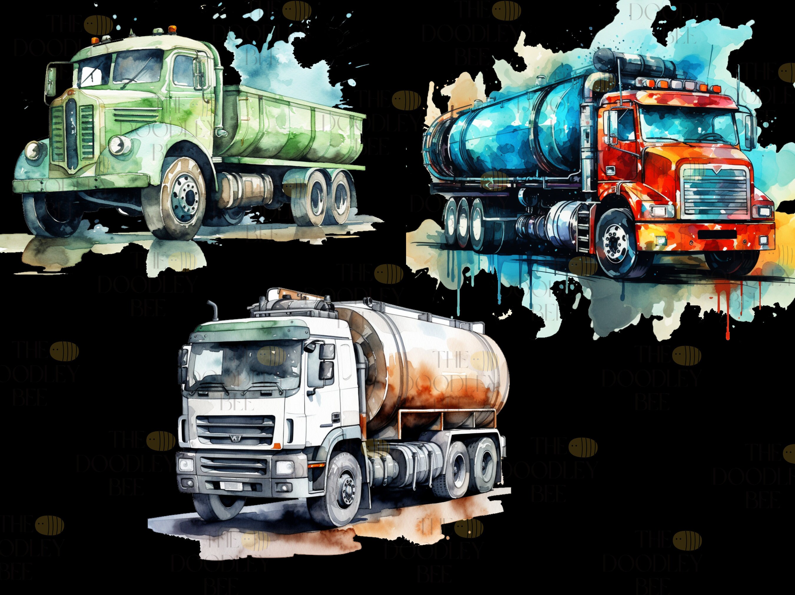 12 Watercolor Tank Truck Clipart PNG Bundle Commercial Use - Etsy