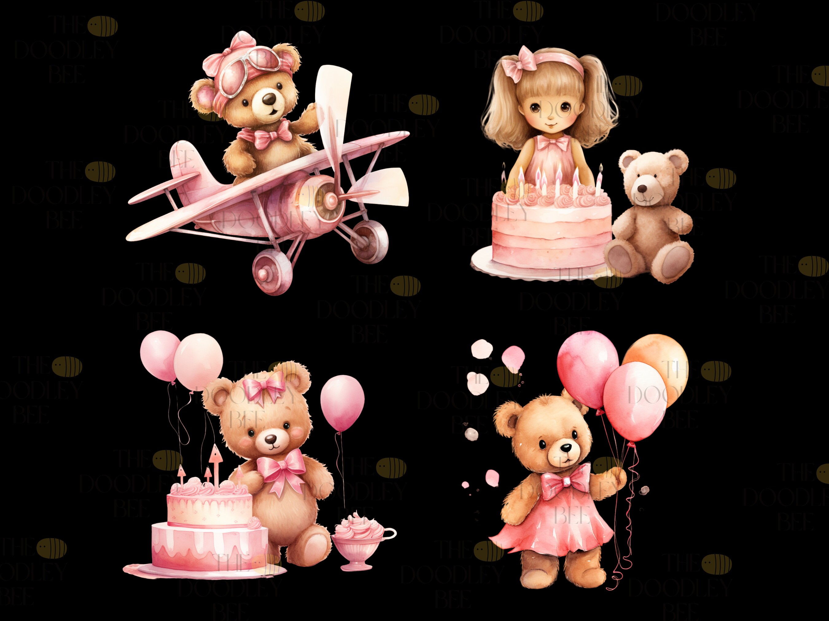 Watercolor Teddy Bear Clip Art Clipart Pack Baby Shower for a - Etsy