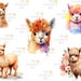 20 Cute Alpaca Watercolor PNG Clipart Bundle, Commercial Use, Digital ...