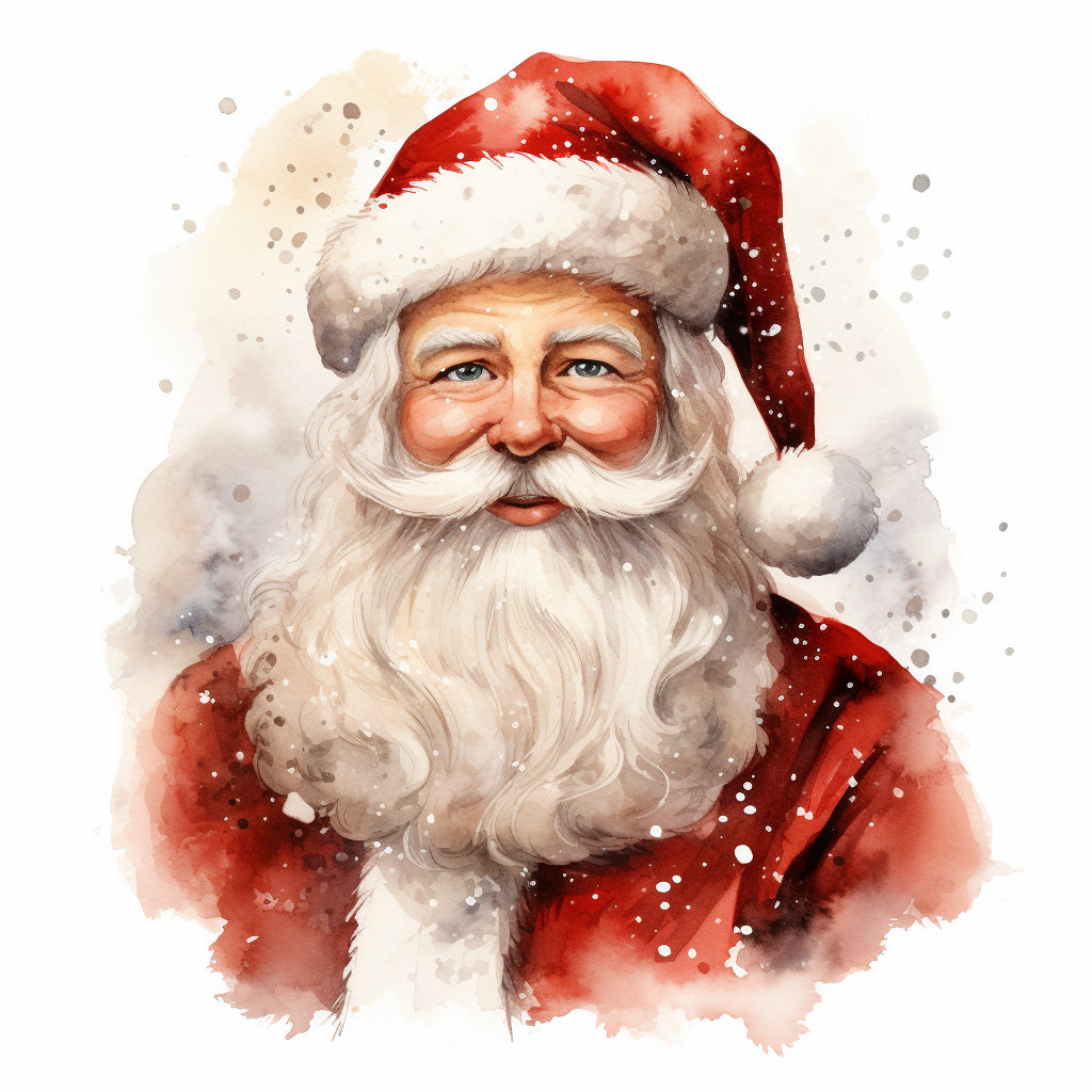 Watercolor Christmas Clipart PNG Bundle Santa Clause Rain - Etsy