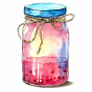Watercolor Jam Jar Clipart, 12 High Quality Pngs, Art, Instant Digital ...