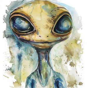 Watercolor Alien Clipart Bundle, Space Clipart Bundle, Outer Space Png ...