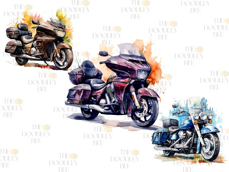 Watercolor Touring Motorcycle Clipart 12 JPG Dynamic Rider - Etsy
