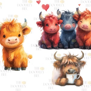 Cute Baby Cow Watercolor Clipart, Digital Download Nursery Wall Art ...