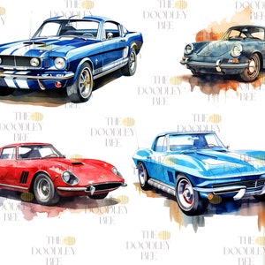 Classic Car Watercolor Clipart Bundle, Commercial Use, Digital Download ...
