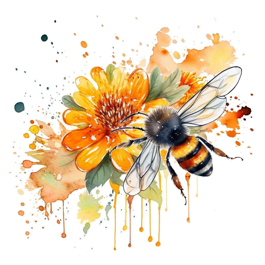 27 Watercolor Bee Themes Clipart Bundle for Commercial Use - Etsy