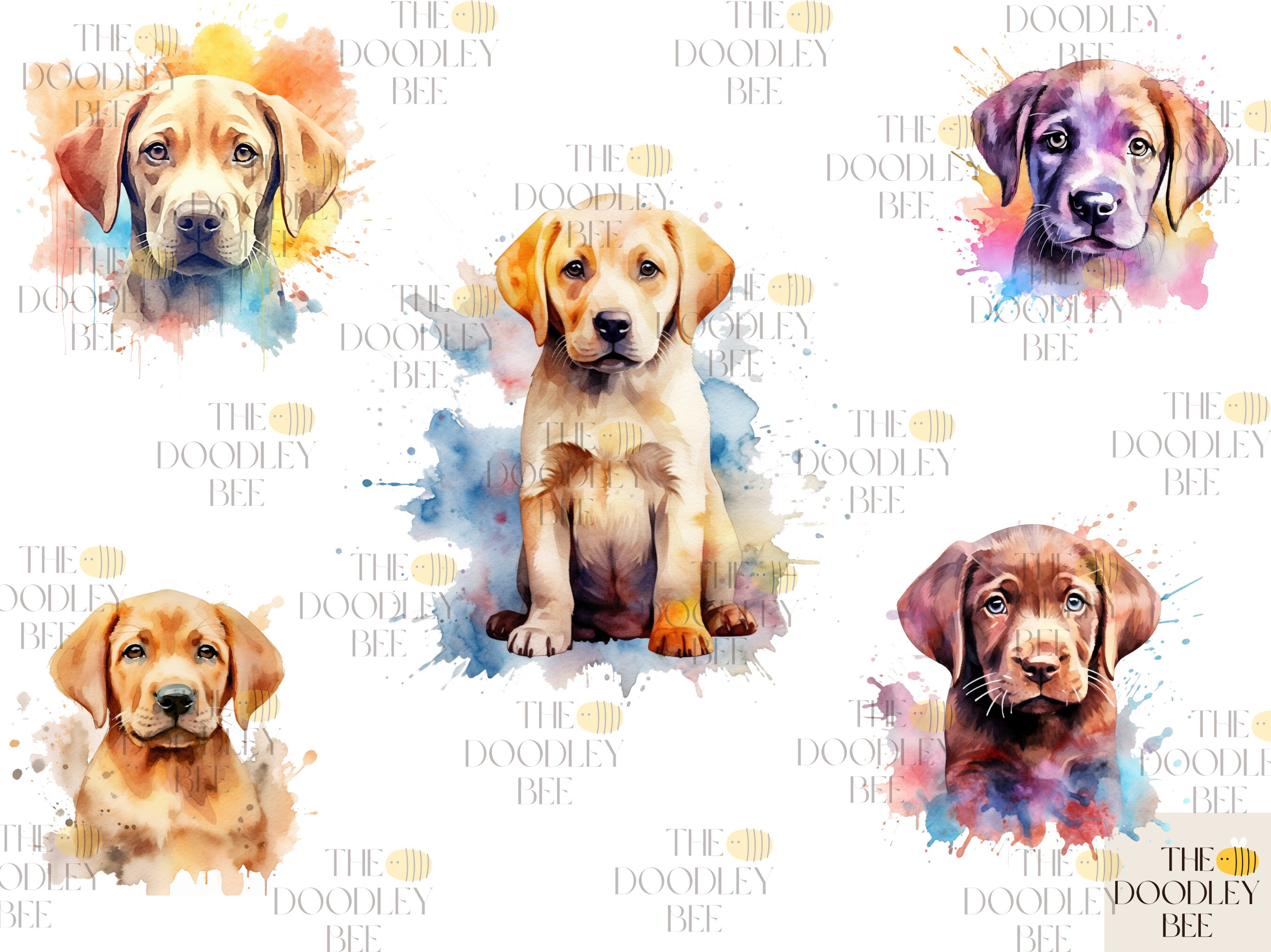 40 Cute Puppy Watercolor Clipart PNG Bundle Commercial Use - Etsy