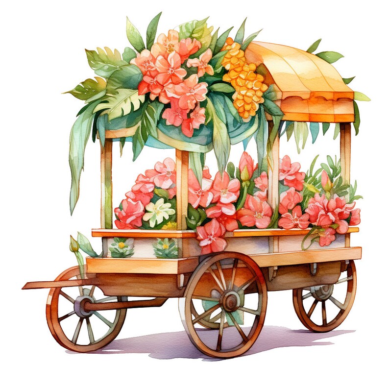 Watercolor Flower Carts Clipart Bundle 12 Digital Download - Etsy