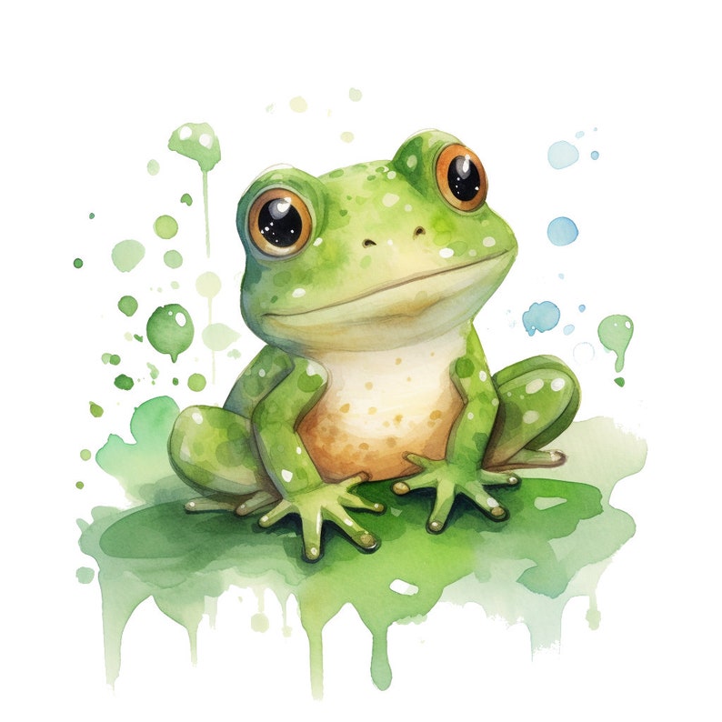 Watercolor Cute Baby Frog Clipart, 12 Clipart Bundle, Commercial Use ...