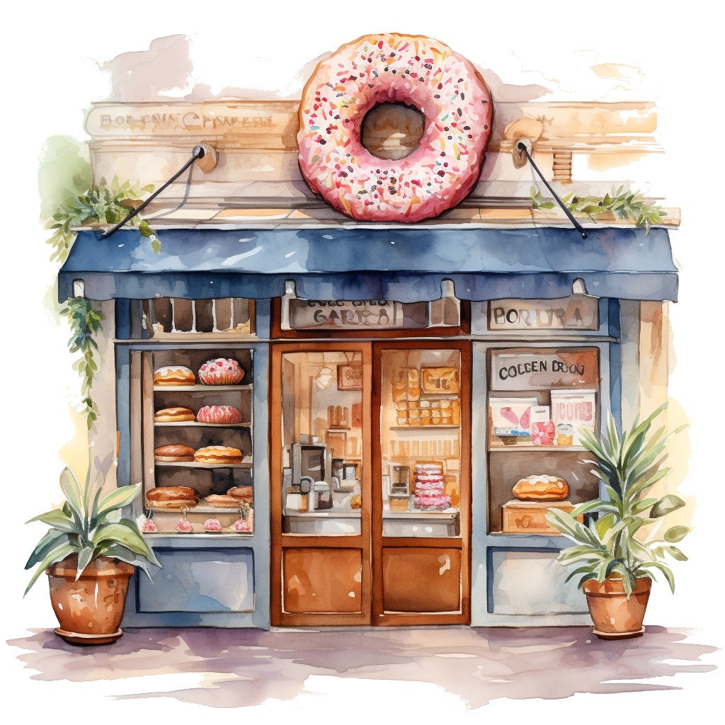 Watercolor Donut Bakery Clipart Bakery Shop 10 Clipart - Etsy