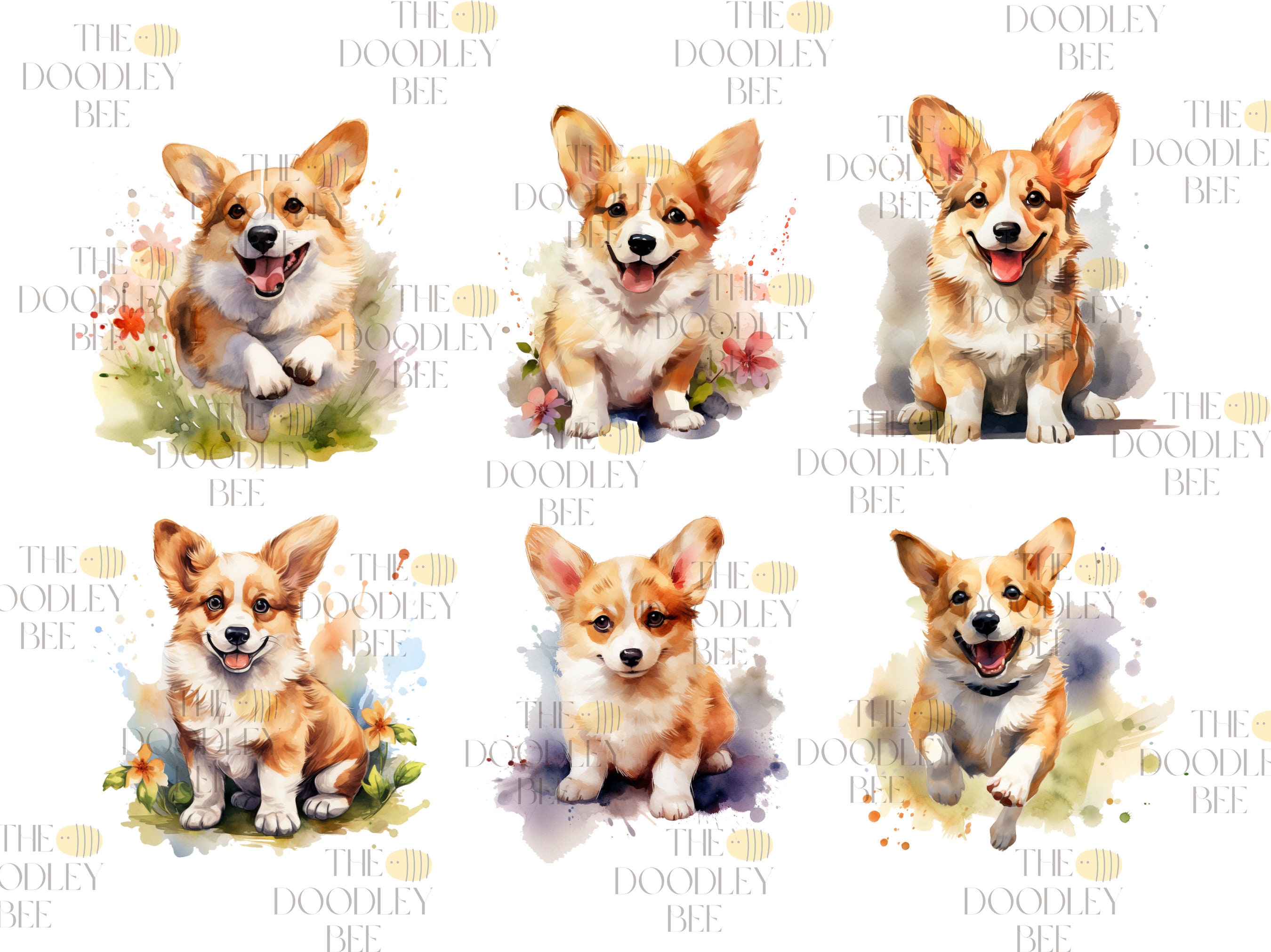 Watercolor Corgi Clipart Cute Puppy Corgi Bundle House Pet - Etsy