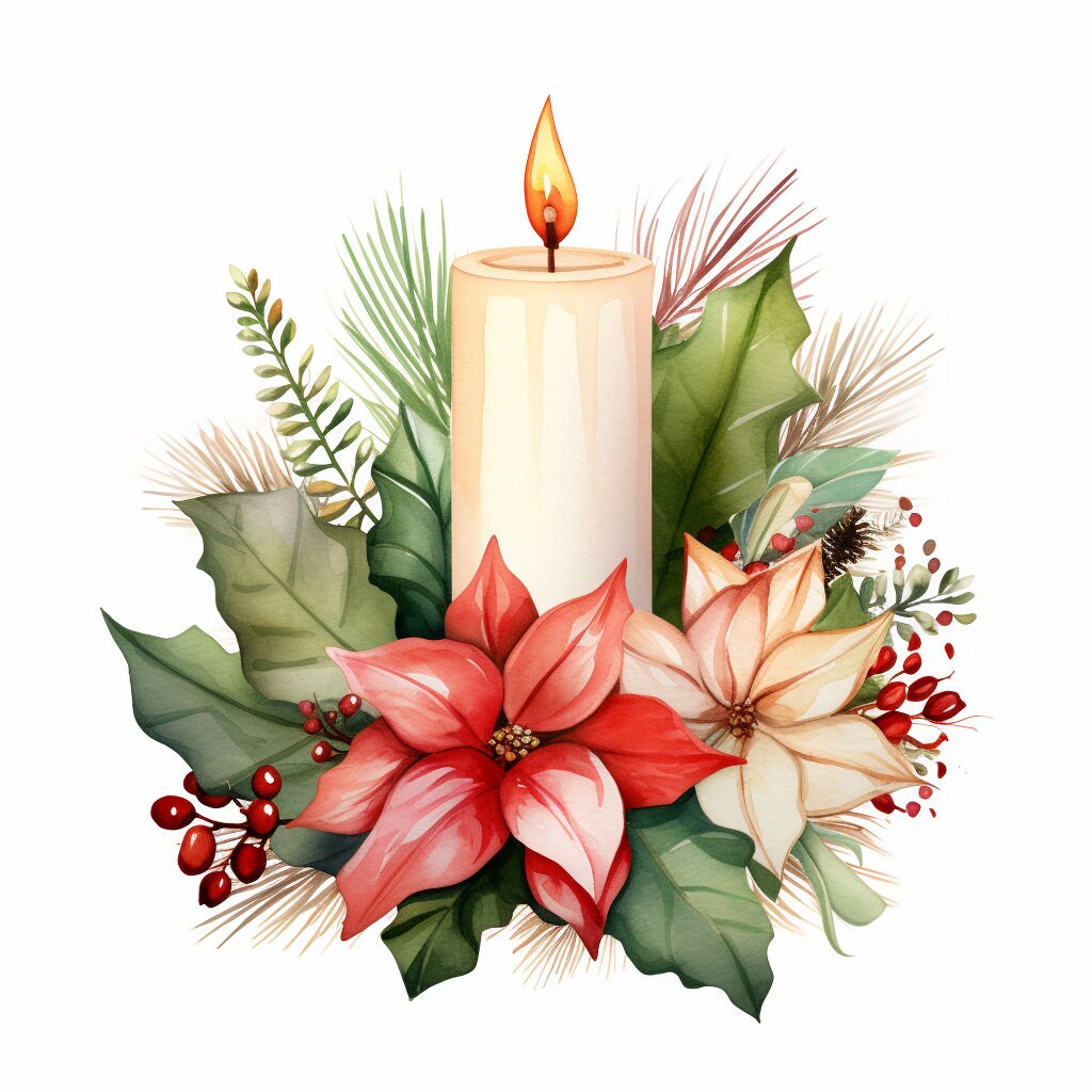 Christmas Candle Clipart 16 High Quality Pngs, Merry Christmas, Digital ...