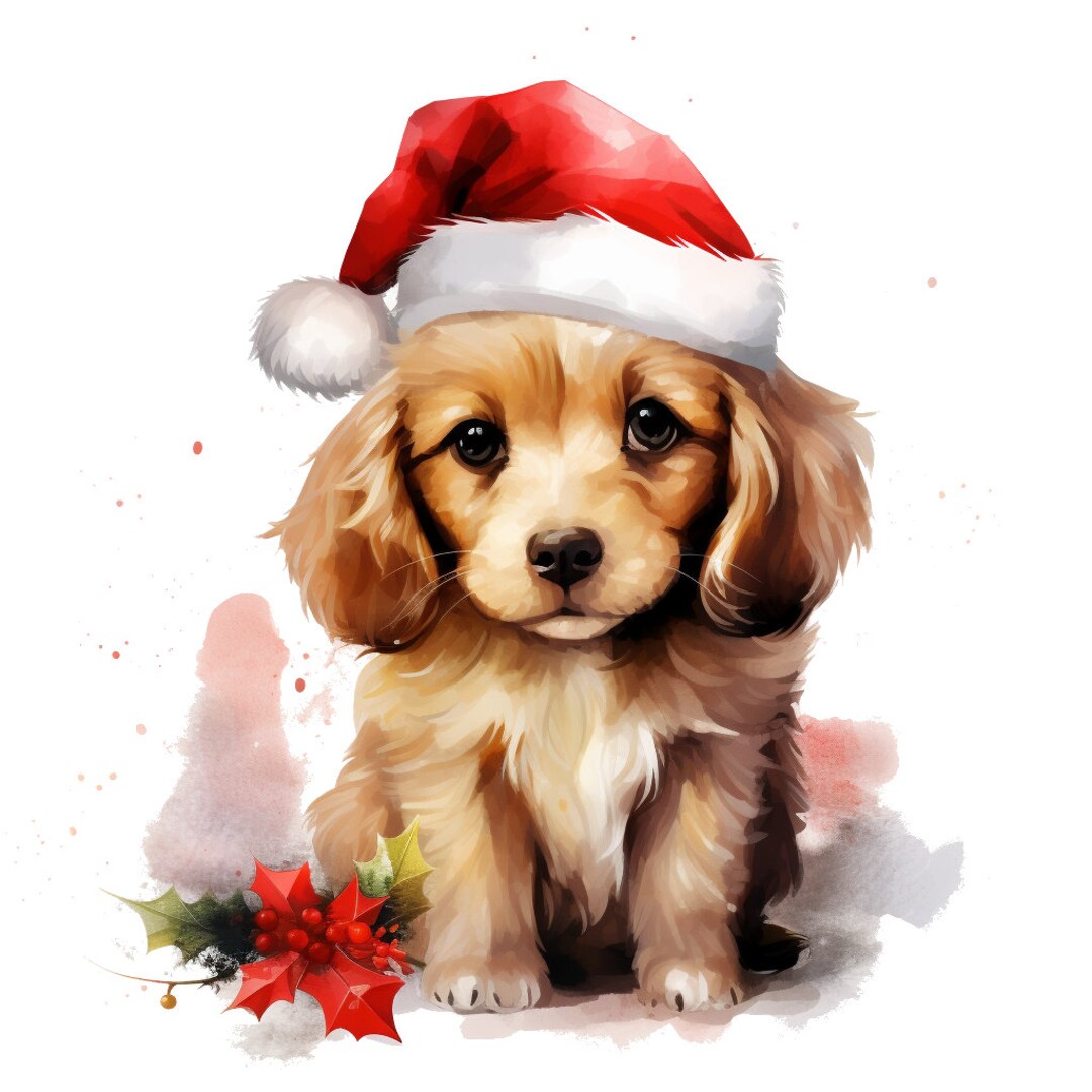 Christmas Puppy Clipart 12 High Quality Pngs, Digital Download ...