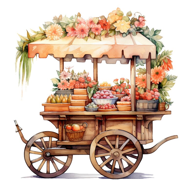 Watercolor Flower Carts Clipart Bundle 12 Digital Download - Etsy