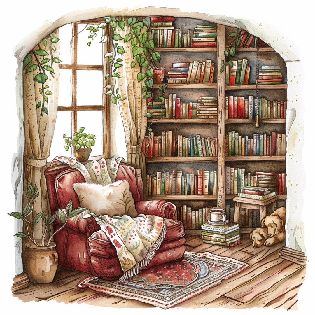 Reading Corner Clipart, 12 High Quality Pngs, Nursery Art, Instant ...