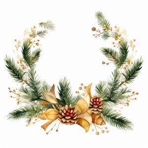 Watercolor Christmas Garland Clipart Bundle Sublimation Designs ...