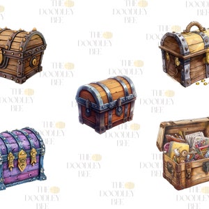 Watercolor Treasure Chest Clipart 10 High Quality Jpgs Nursery Art ...