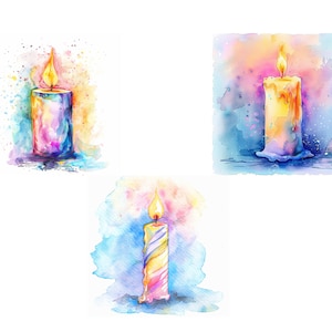 Watercolor Candles Clipart Bundle, Candles Graphics, Candles Clipart ...