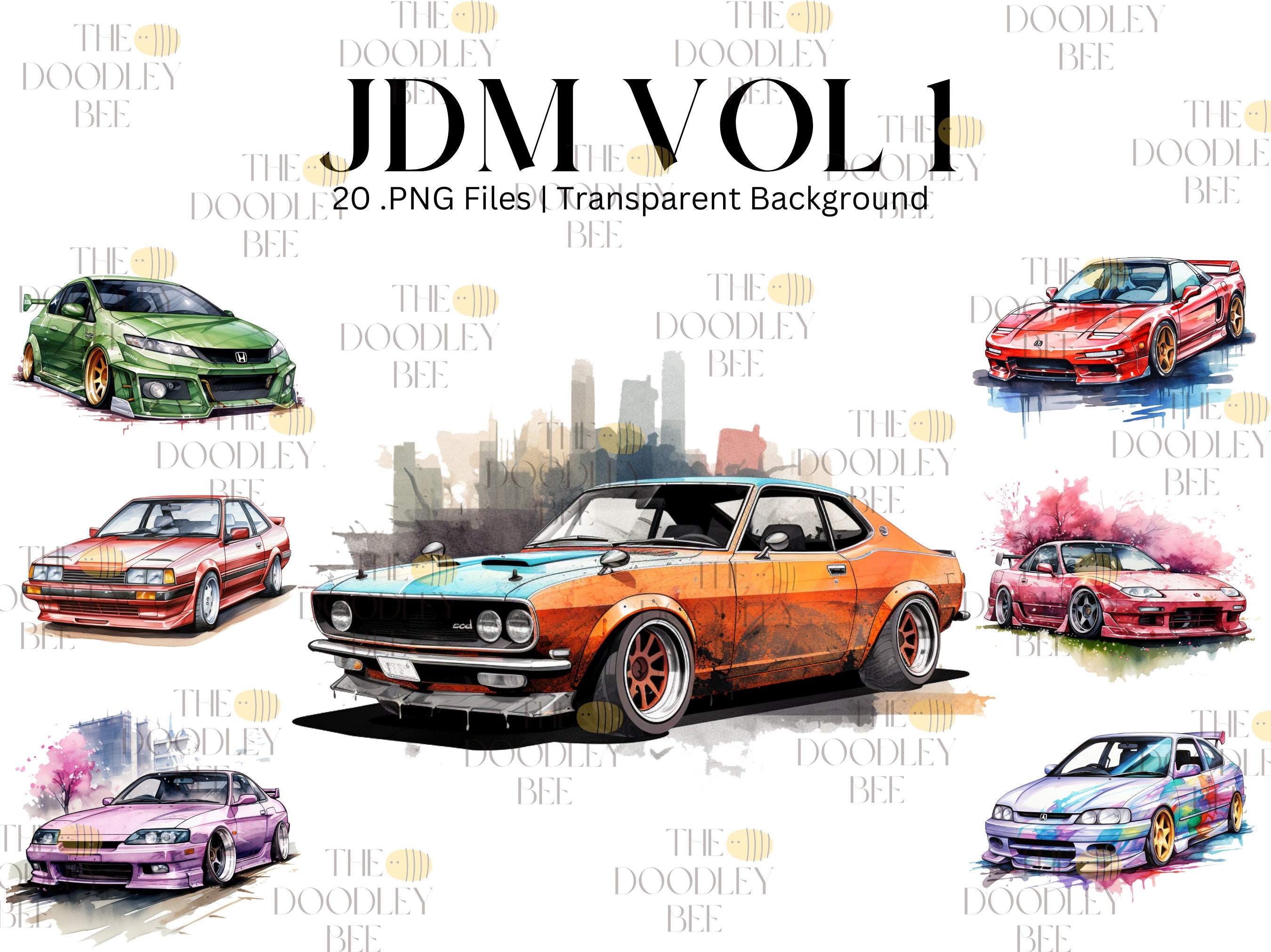 Jdm Car Clipart Bundle Png, 20 Japanese Cars Sublimation Design Sports ...