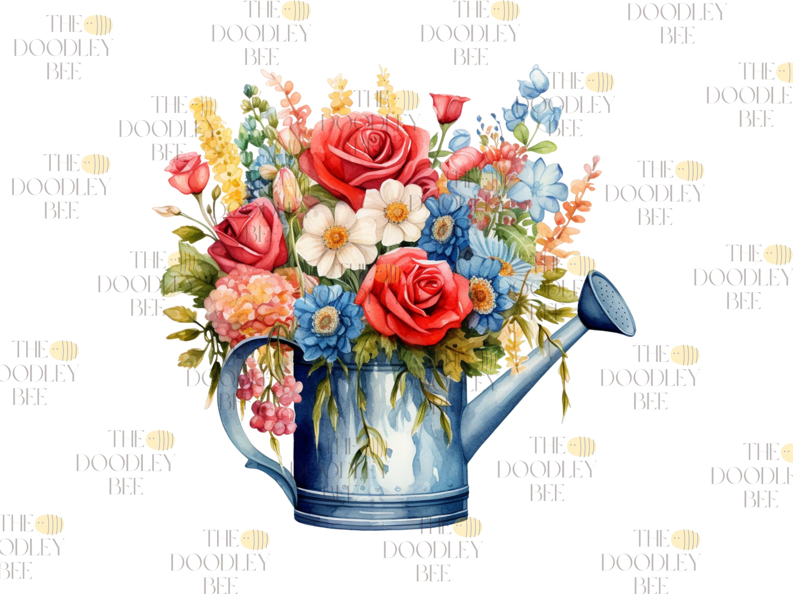 Watering Can Clipart Watercolor Watering Can With Flowers - Etsy