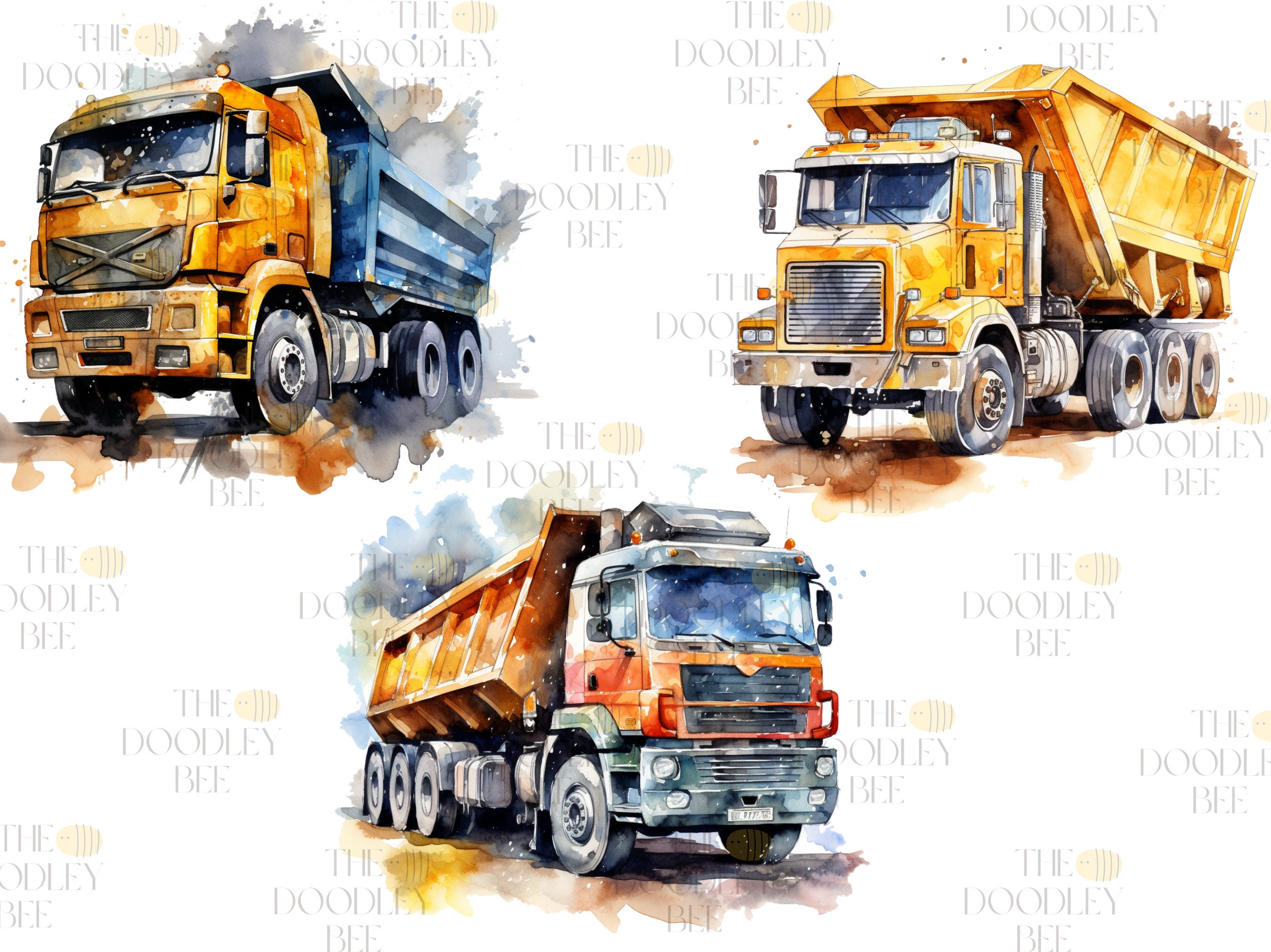 Dump Truck Watercolor, Construction Trucks Boys Clipart, Nursery ...