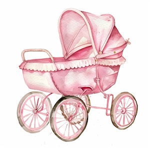12 Pink Pram Clipart, High Quality Pngs, Nursery Clipart, Digital ...