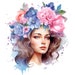 Watercolor Young Woman Clipart, 10 Flower Faces Clipart Bundle ...