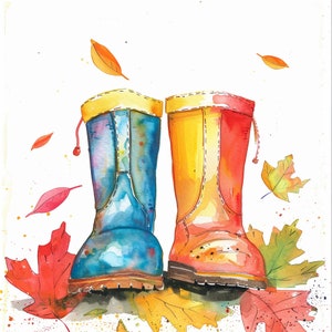 12 Watercolor Garden Boots Clipart Bundle, Hello Spring Designs, Garden ...