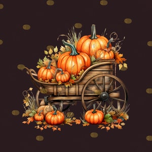 Pumpkin Wagon Clipart, 12 High-quality Pngs, Pumpkin Cart, Autumn ...