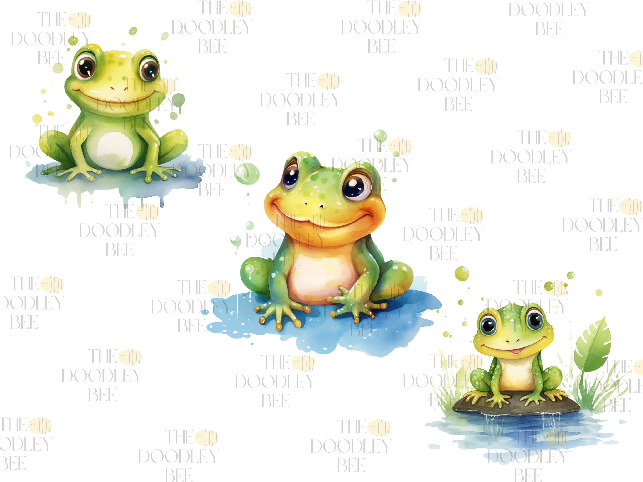 Watercolor Cute Baby Frog Clipart 12 Clipart Bundle - Etsy