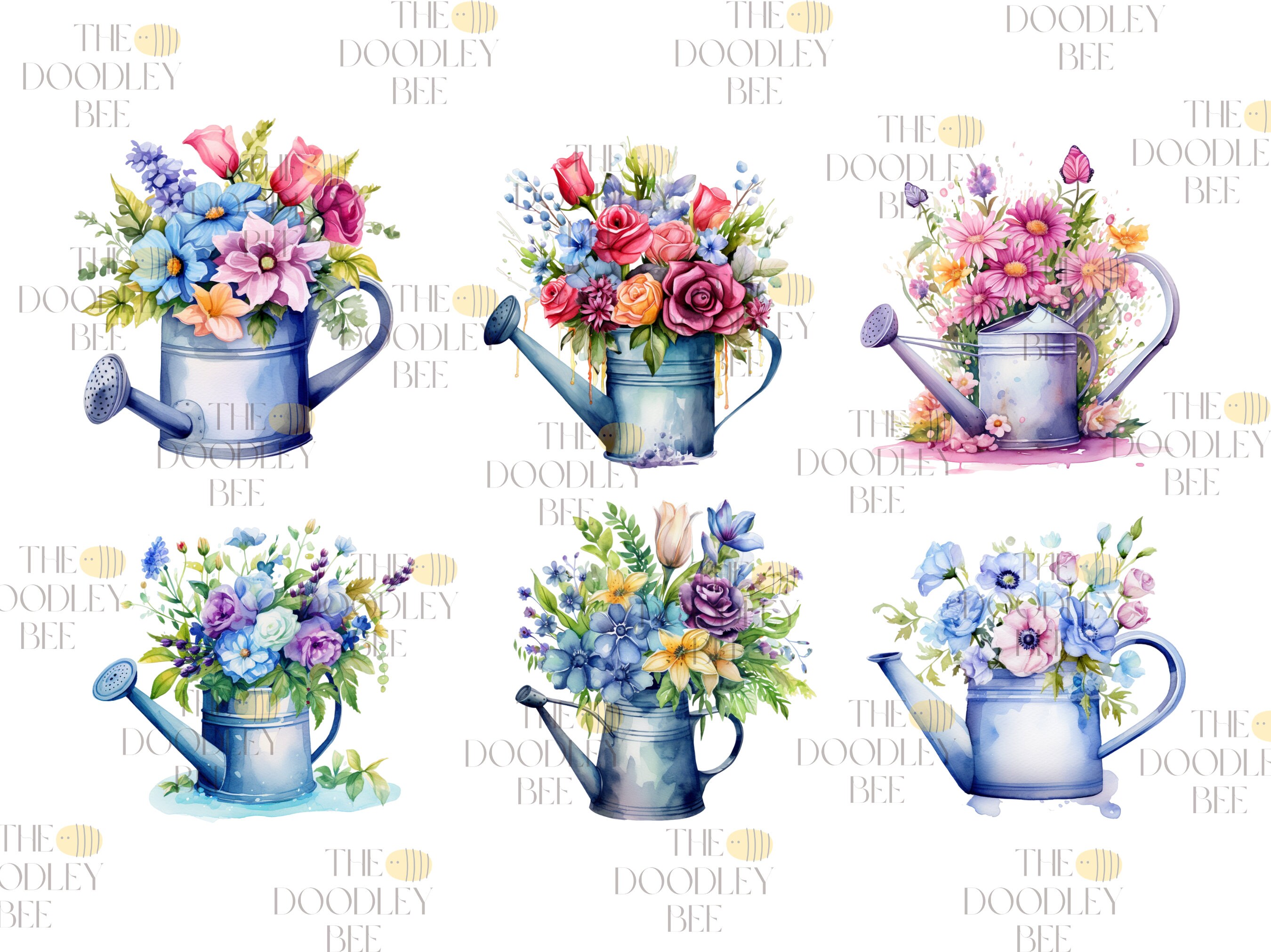 Watering Can Clipart Watercolor Watering Can With Flowers - Etsy