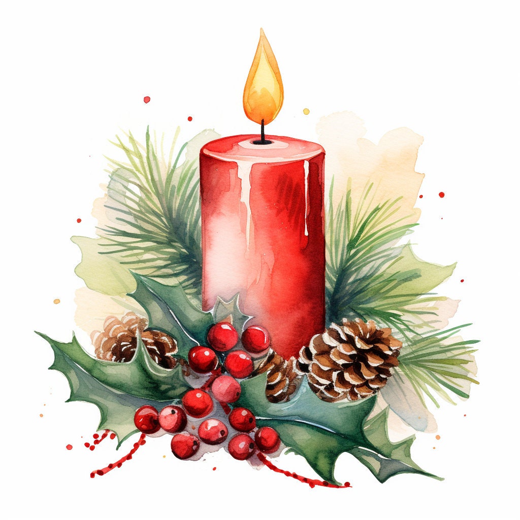 Christmas Candle Clipart 16 High Quality Pngs, Merry Christmas, Digital ...