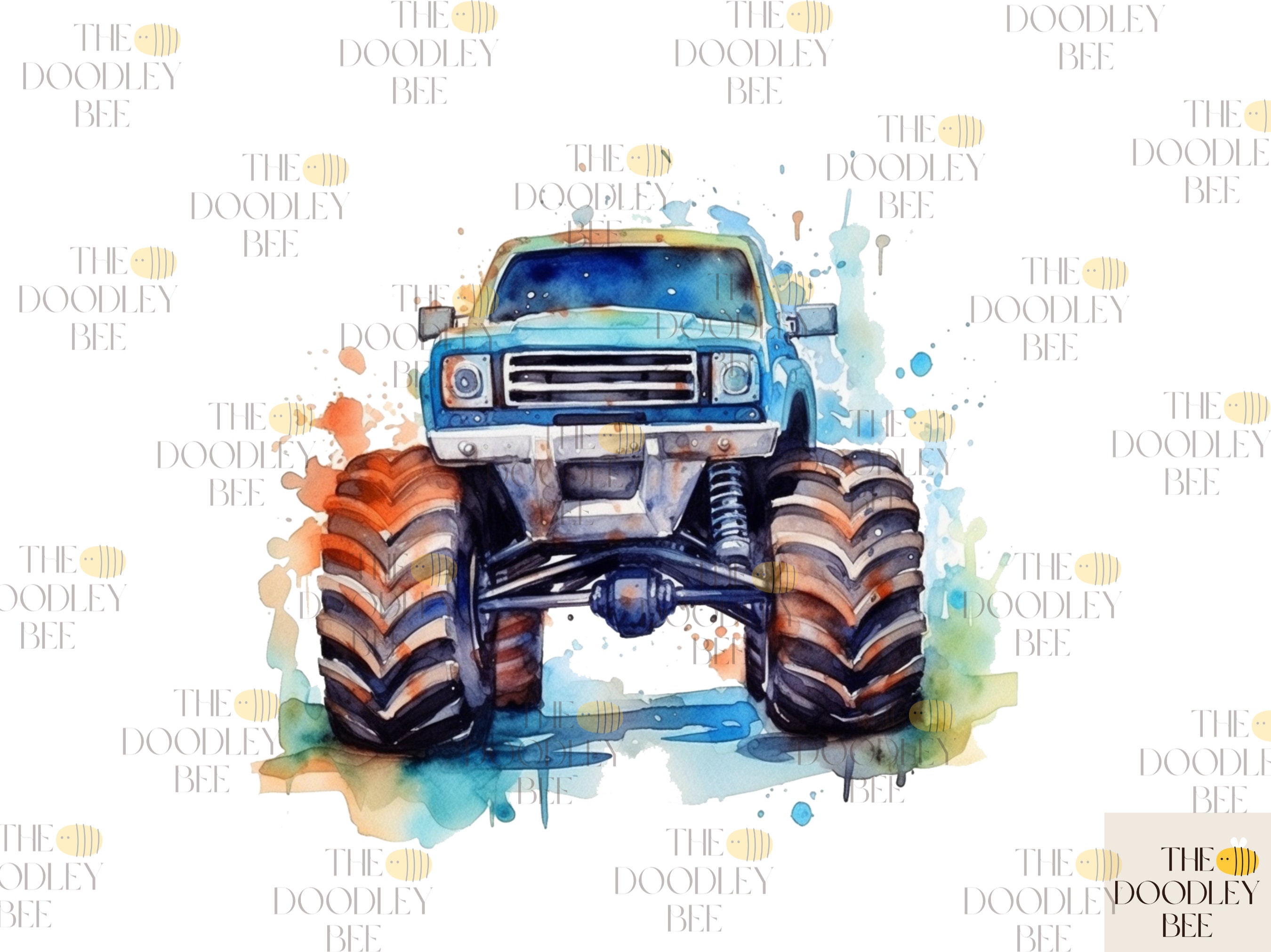 22 Monster Truck Watercolor Clipart Bundle for Commercial Use Instant ...