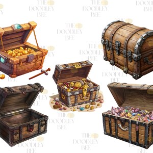 Watercolor Treasure Chest Clipart 10 High Quality Jpgs Nursery Art ...